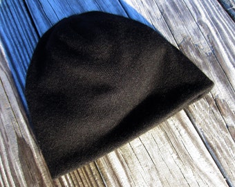 Watch Cap Skullcap Black Rib Knit Hat Beanie Cotton Thick Warm | Etsy