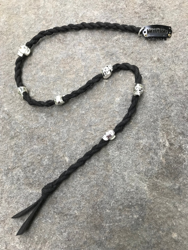 Skull Braid in Hair Wrap Hair Jewelry Charm Black Leather Ties Ponytail ...