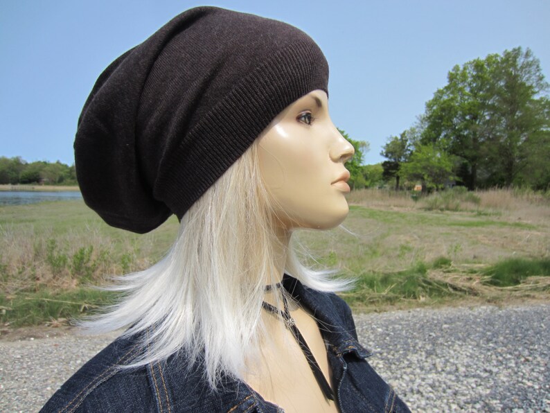 Baggy Slouchy Beanie Cashmere Hat Brown Knit Tam BOHO Clothing ...