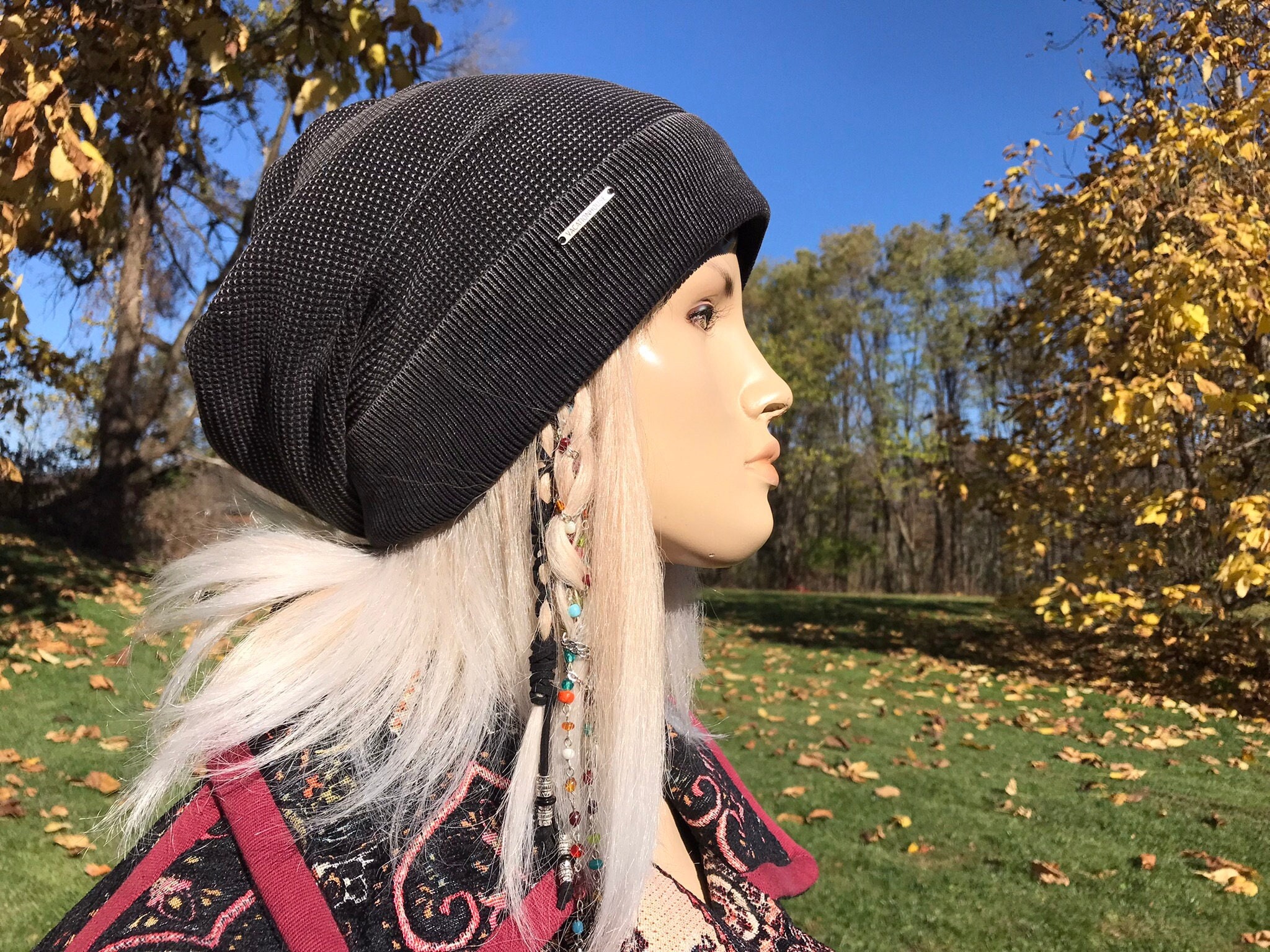 Thermal Knit Slouchy Beanie Hat Slouch Cap Olive Green Camo or Black ...
