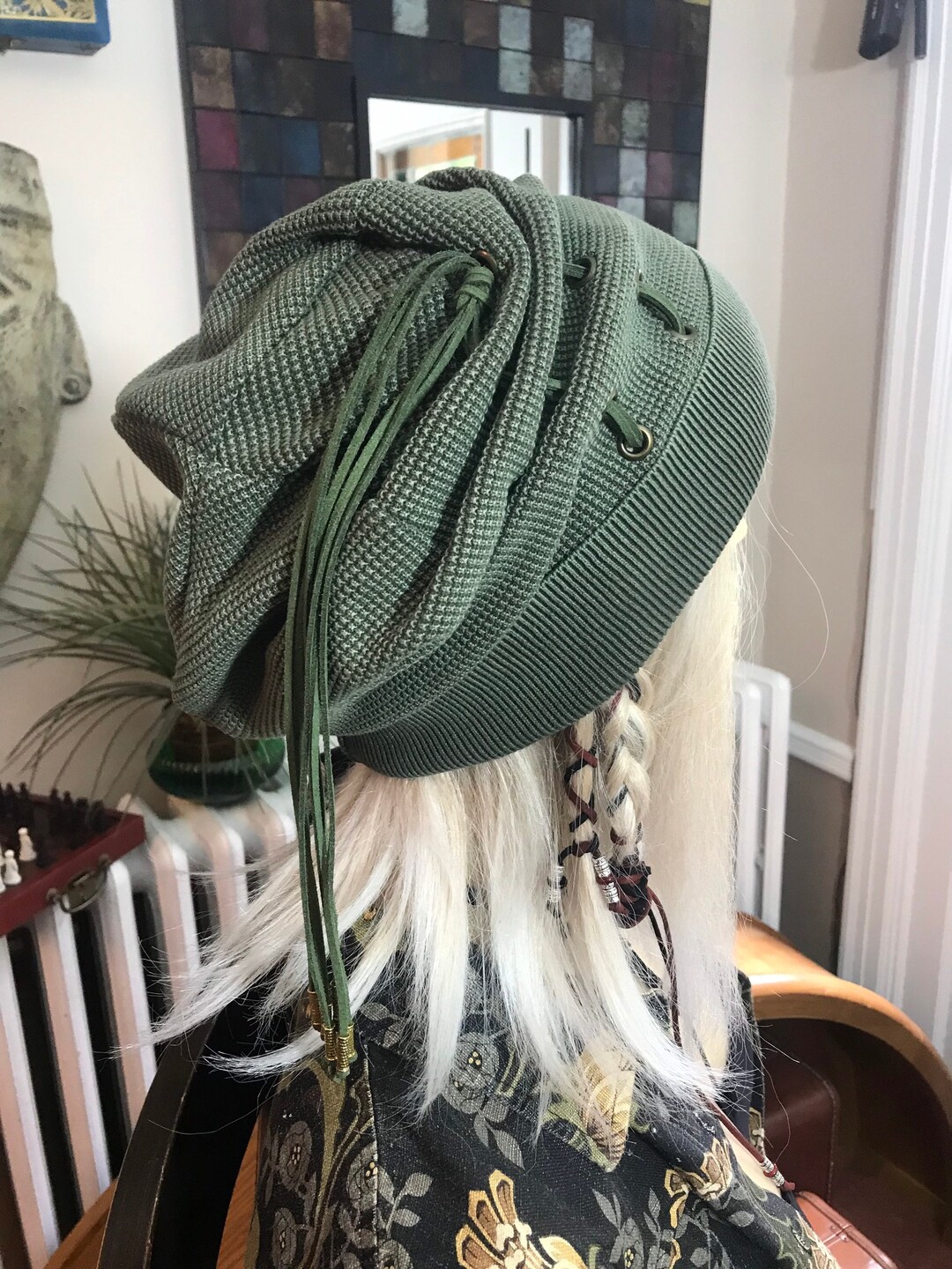 CUSTOM ORDER: for Jan Acid Washed Slouchy Beanie Hat Olive Green ...