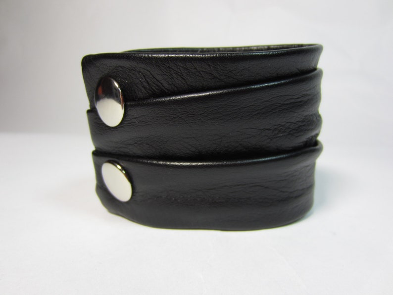Twisted Black Leather Cuff Wrap Wristband Mens Ladies Soft - Etsy