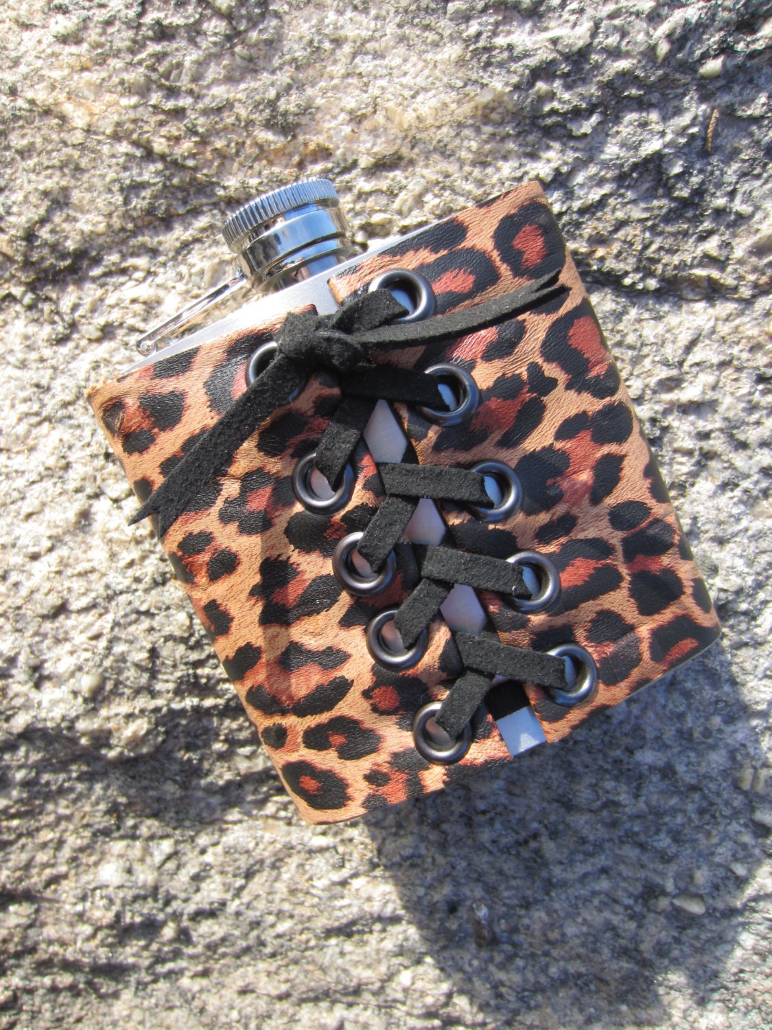 Cheetah Print Leather Corset Hip Flask Animal Printed Covered - Etsy