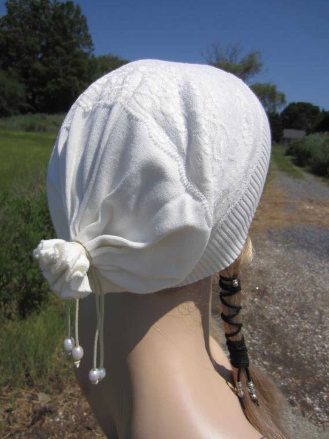 Ivory LACE Summer Wedding Hat Slouchy Beanie Bohemian Wedding Style ...