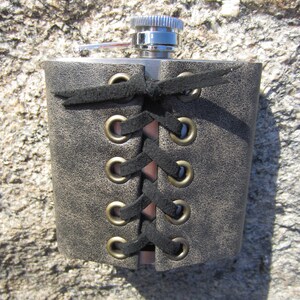 Distressed Leather Covered Flask \ Stainless Steel Hip Flask W/ Funnel ...