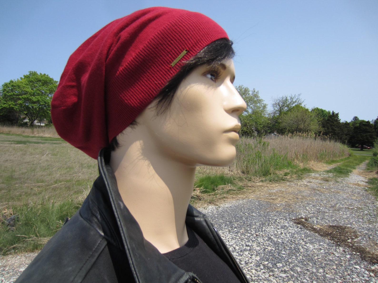 Slouch Hats for Men Deep Red Slouchy Beanie Tam Hat Bohemian Style ...