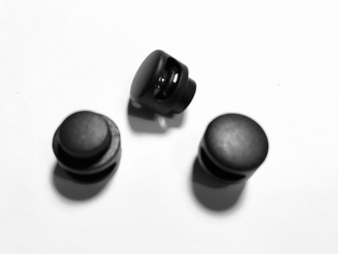 10-100 Cord Locks Toggles Black Mini Button Round Cordlock Stopper End ...