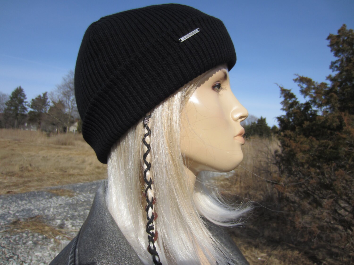 Watch Cap Skullcap Black Rib Knit Hat Beanie Cotton Thick Warm - Etsy