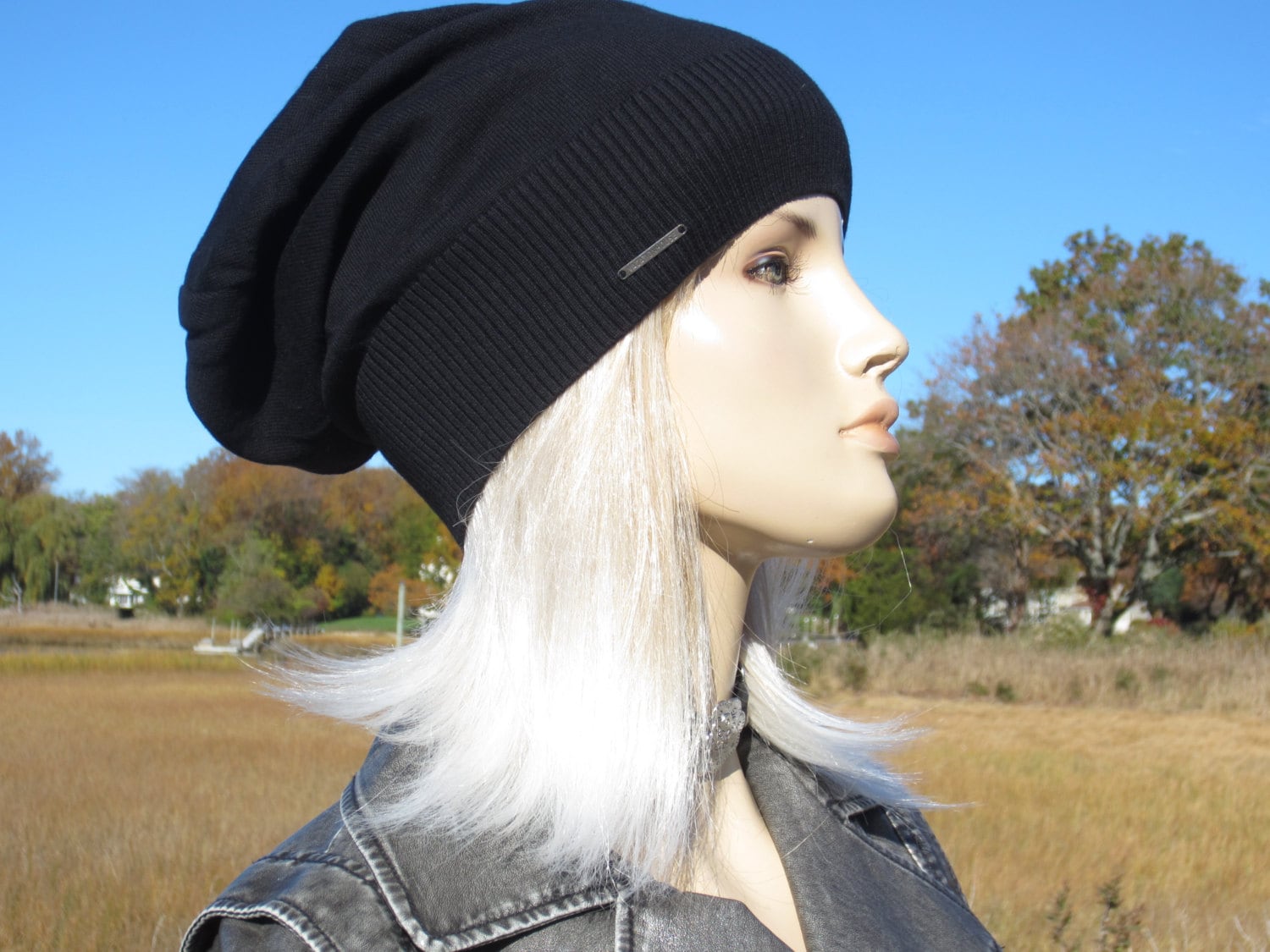 Basic Black Beanie No Words, Lightweight Hats Summer Slouchy Beanie ...