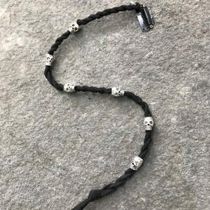 Skull Braid in Hair Wrap Hair Jewelry Charm Black Leather Ties Ponytail ...