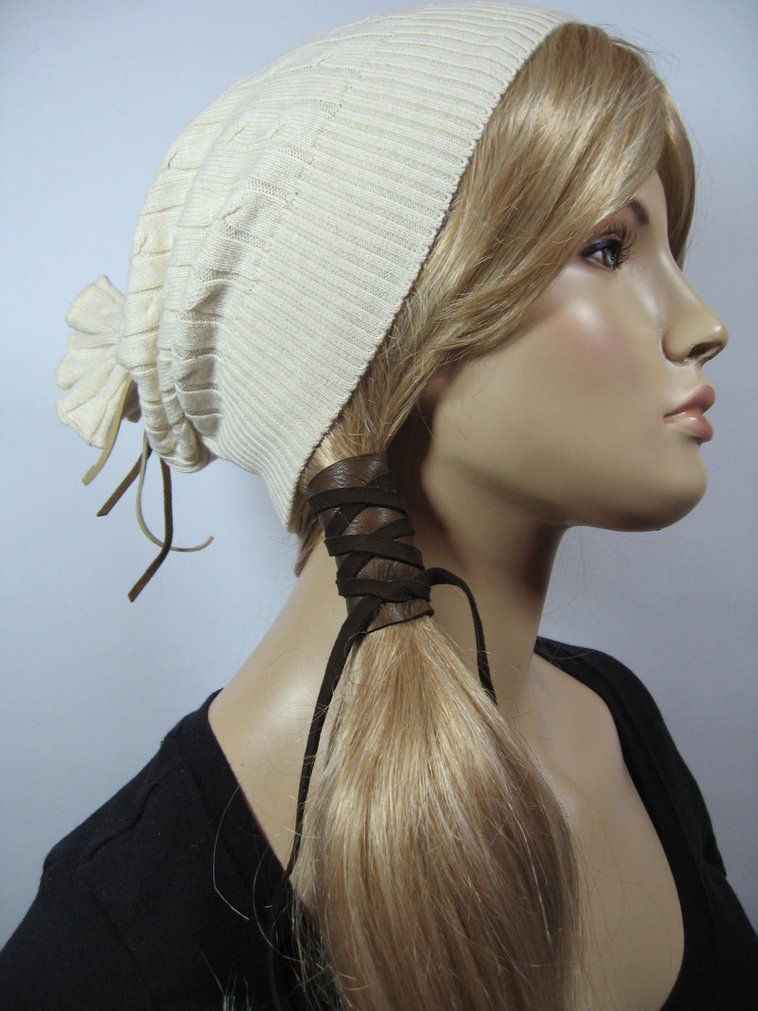 Ponytail Holder Hair Tie Leather Wrap Pony Tail Cuff Hair Jewelry Z1010 ...