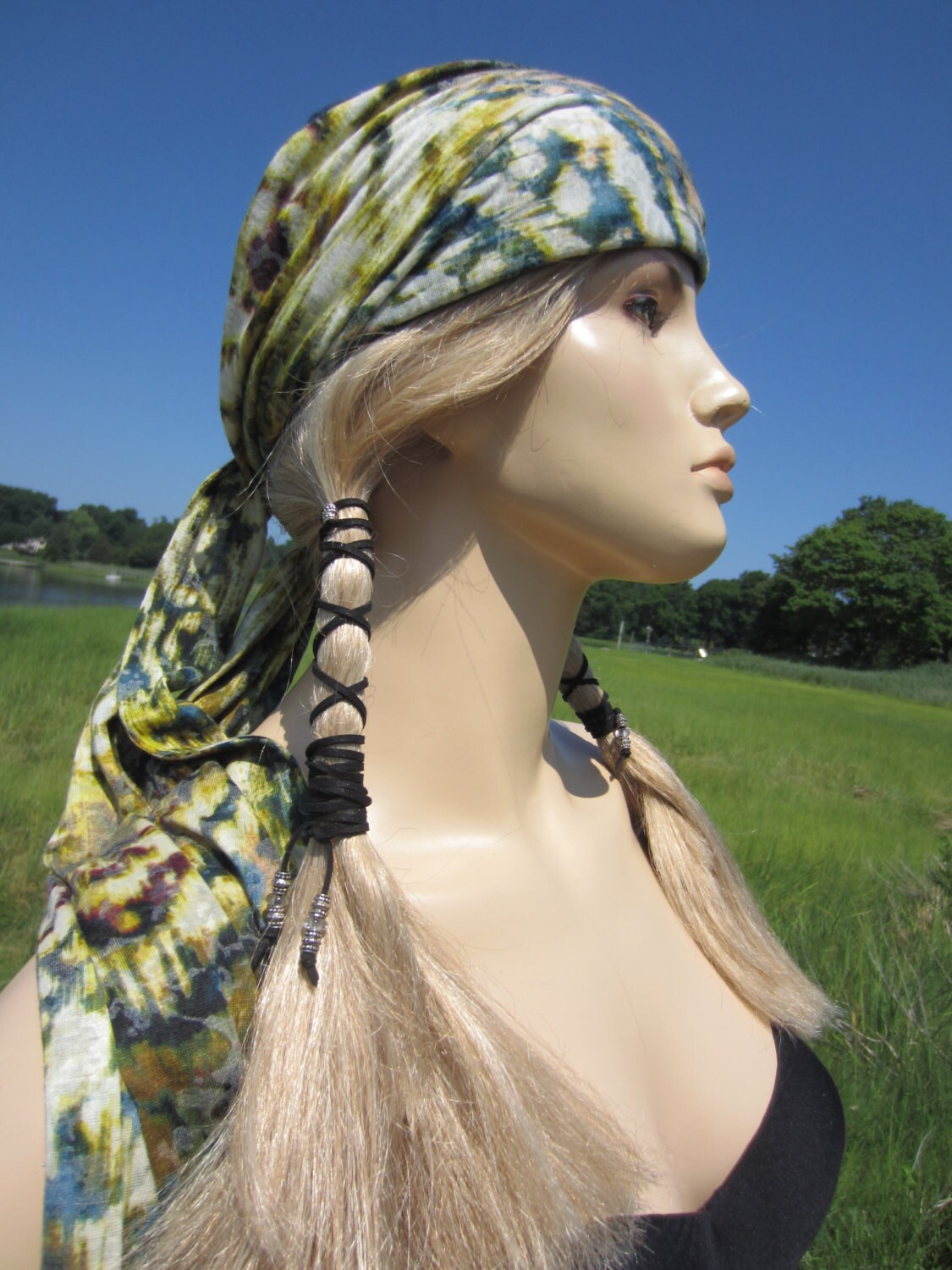 Turban Hair Wrap Head Scarf Skull Cap Beanie Hat Womens Ivory Cotton ...