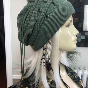 CUSTOM ORDER: for Jan Acid Washed Slouchy Beanie Hat Olive Green ...