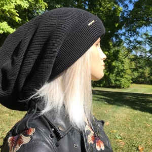 Extra Long Tam Thick Slouch Hat Black or Acid Washed Extra Long ...