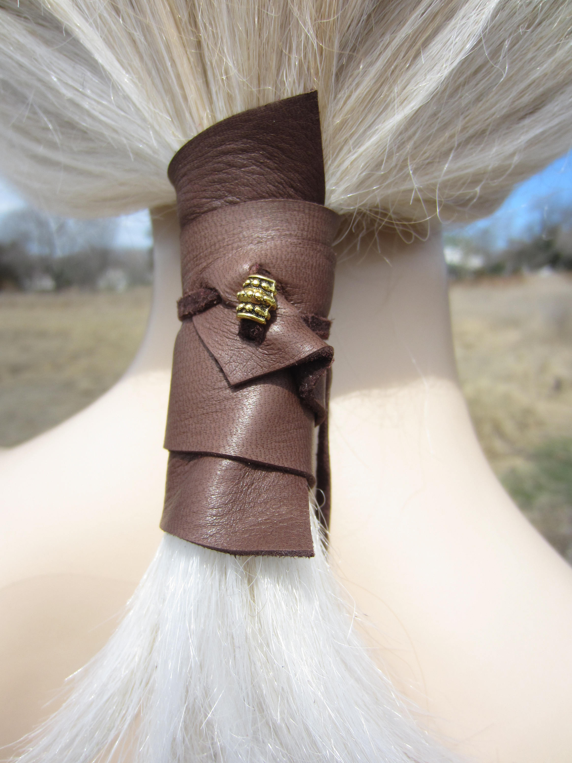 Hair Jewelry Ponytail Holder Beaded Hair Tie Brown Genuine | Etsy