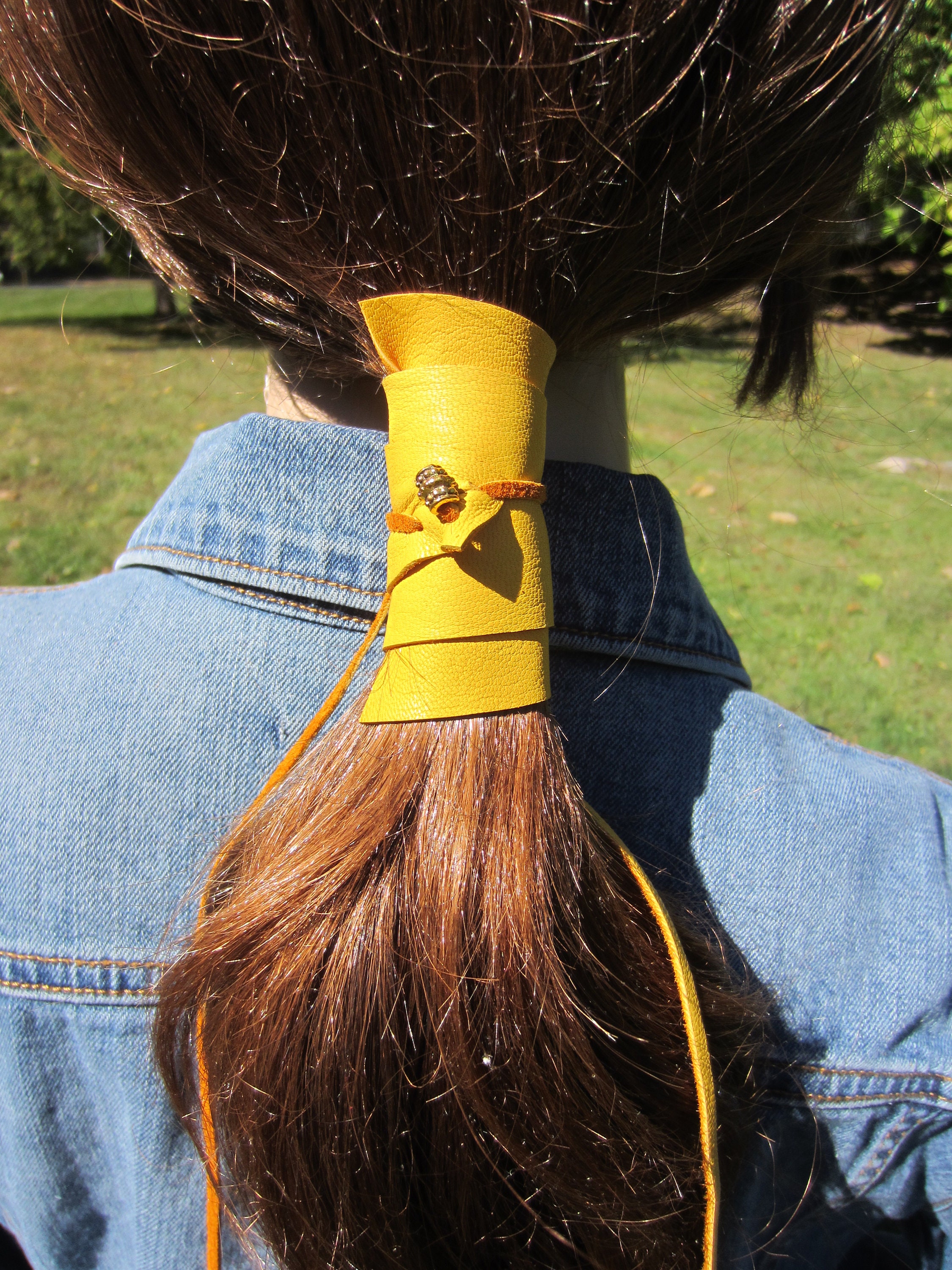 Hair Jewelry Ponytail Holder Beaded Hair Tie Brown Genuine | Etsy