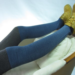 Denim Blue Wool Thigh High Socks Leg Warmers Women's - Etsy