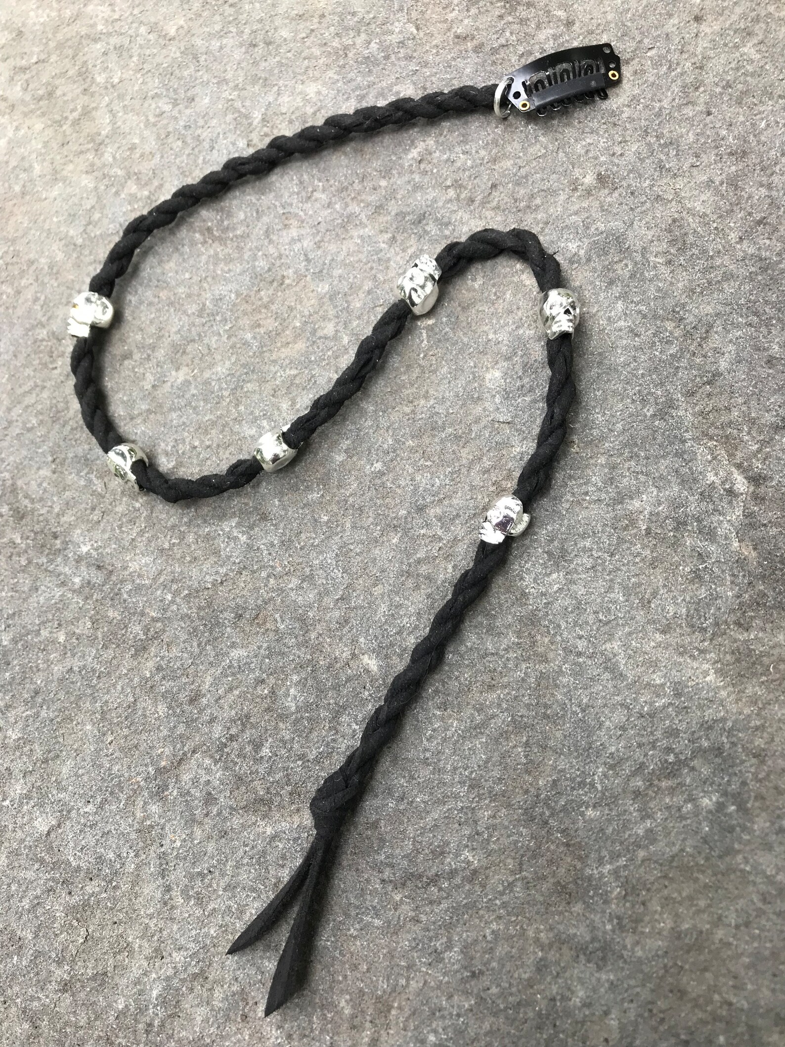 Skull Braid in Hair Wrap Hair Jewelry Charm Black Leather Ties Ponytail ...