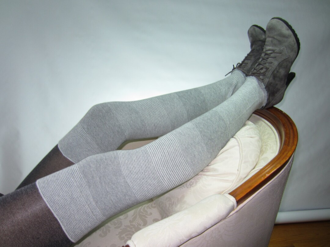 Cashmere Blend Thigh High Boot Socks Gray Leg Warmers Grey Over the ...