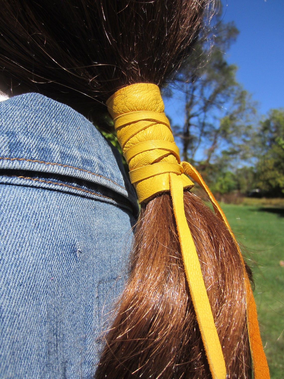 Black Leather Hair Wrap Ponytail Holder Hair Jewelry BOHO - Etsy