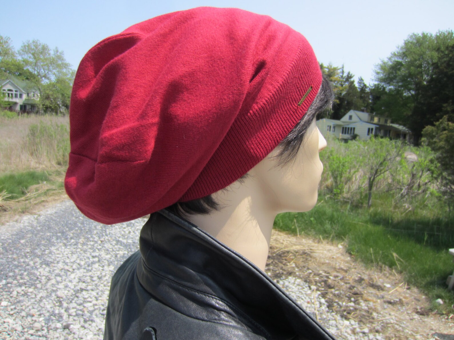 Slouch Hats for Men Deep Red Slouchy Beanie Tam Hat Bohemian Style ...