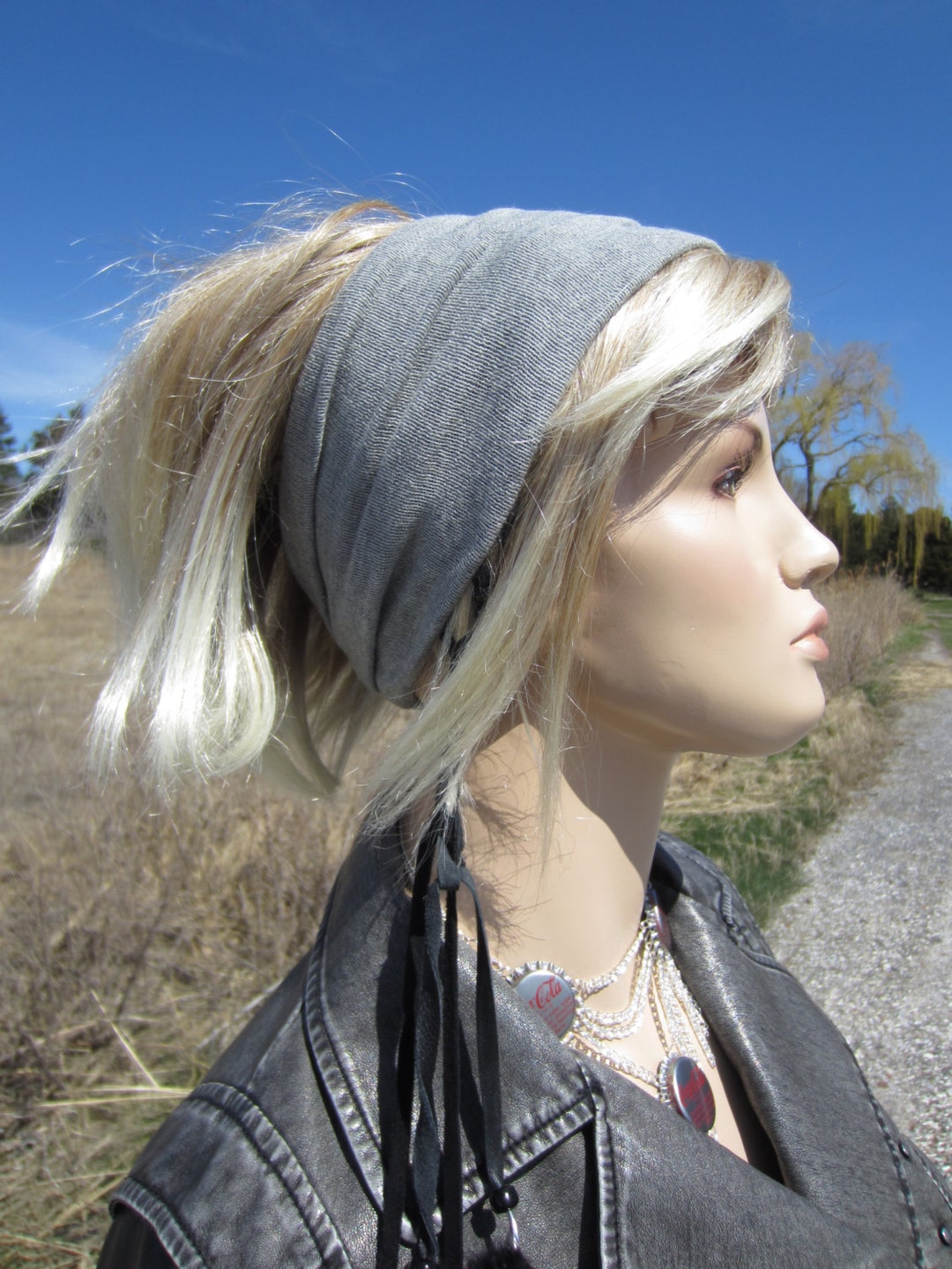 Hipster Hair Wrap Headband Yoga Turban Cotton Light Gray Cloud Women's ...