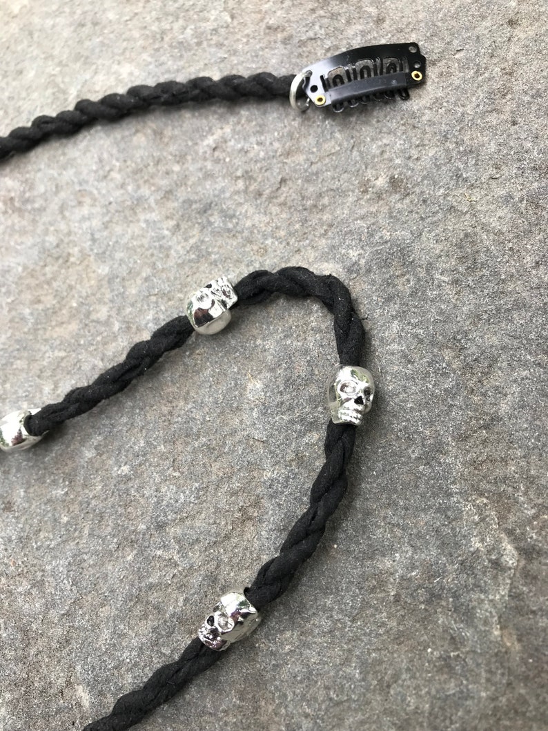 Skull Braid in Hair Wrap Hair Jewelry Charm Black Leather Ties Ponytail ...