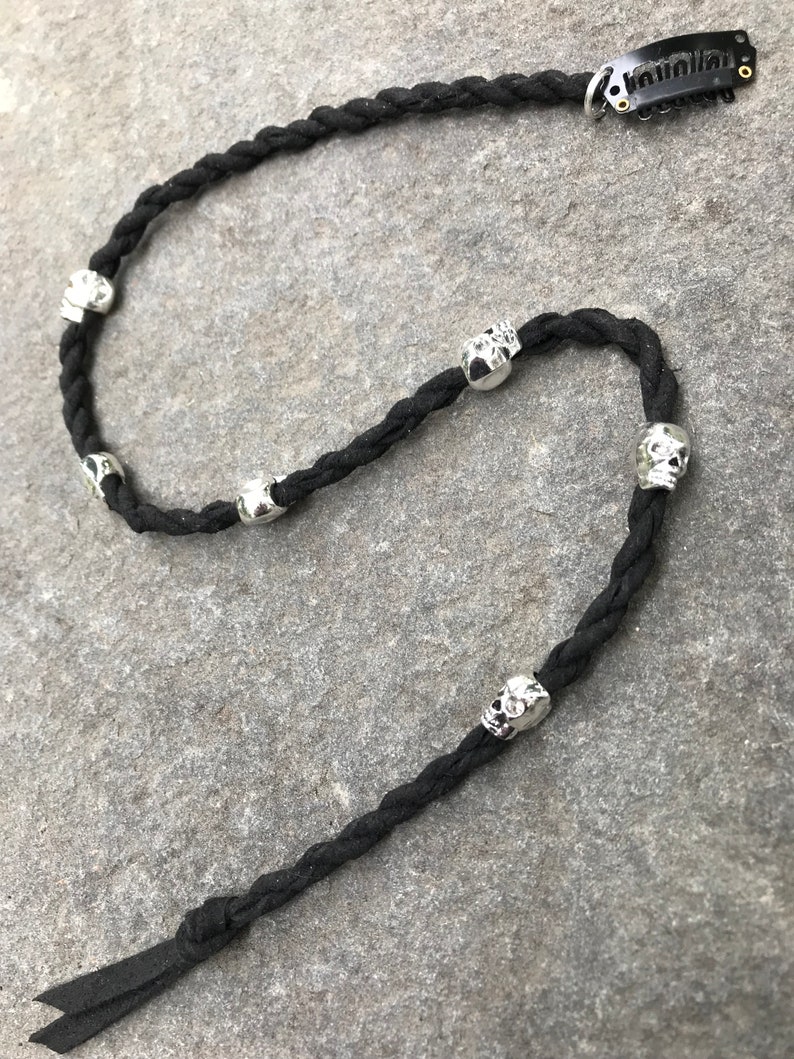 Skull Braid in Hair Wrap Hair Jewelry Charm Black Leather Ties Ponytail ...