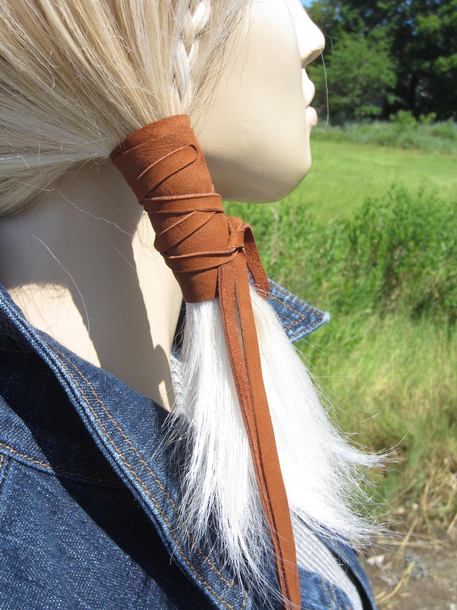 Red or Burgundy Leather Hair Wrap Ponytail Holder Hair Jewelry BOHO ...