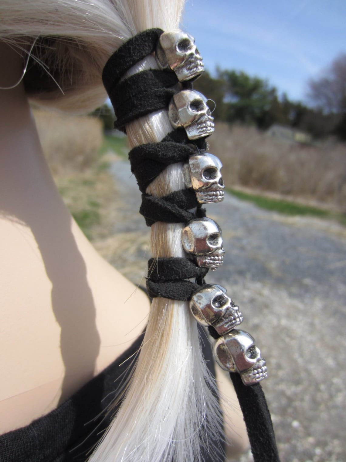 Postmortem Funeral Ponytail Holder Hair Accessories Skull Jewelry Black ...