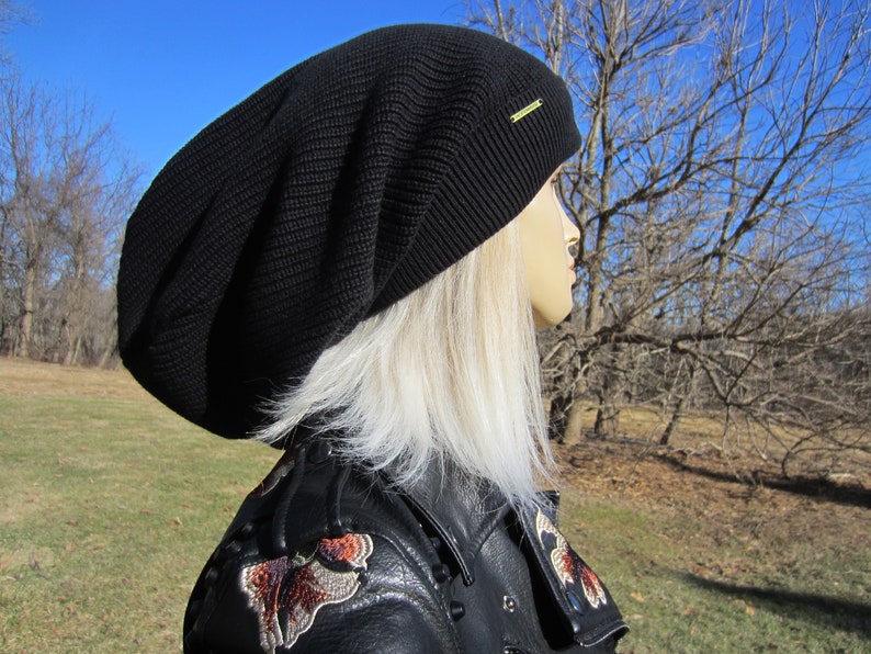 Extra Long Tam Thick Slouch Hat Black or Acid Washed Extra Long ...