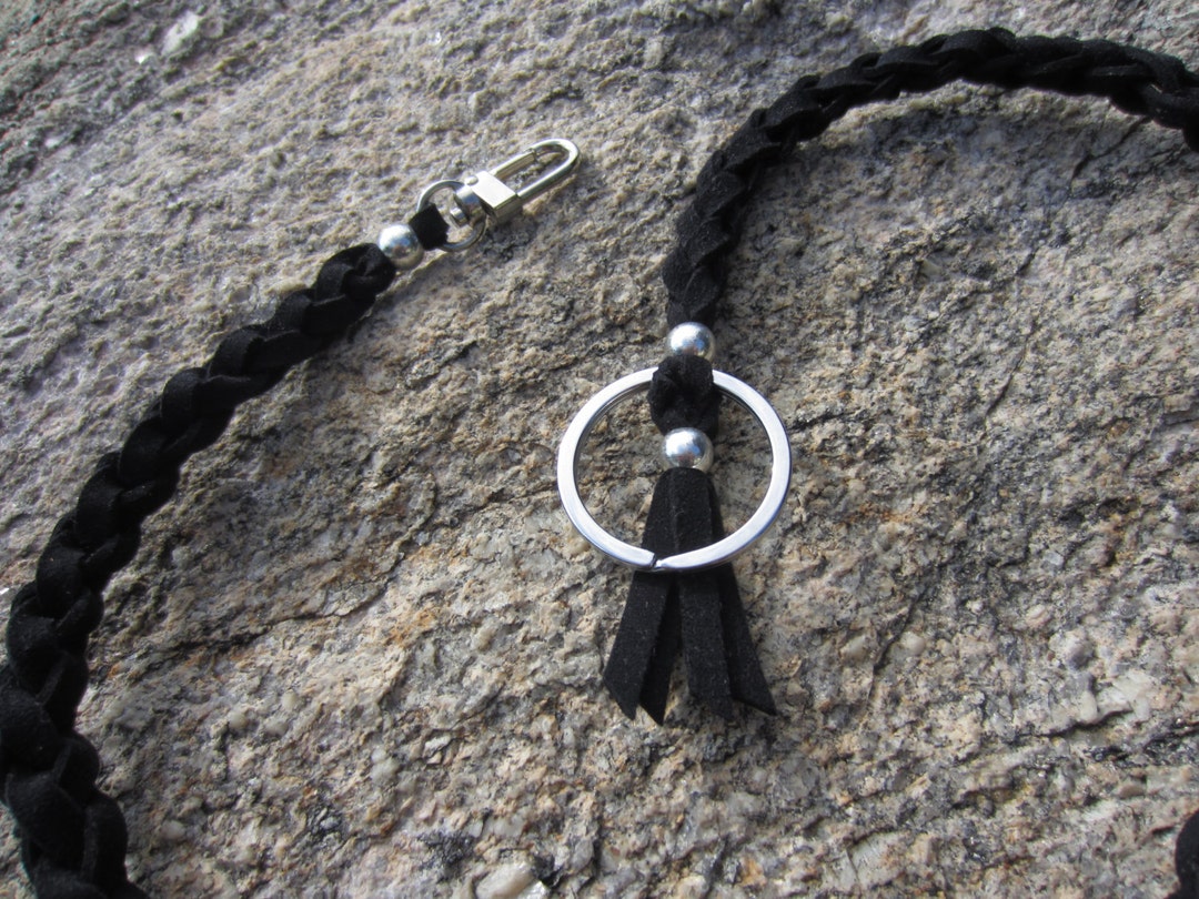 Long Belt Key Chain Lanyard Keychain Men's Leather Key Holder Fob Hook ...