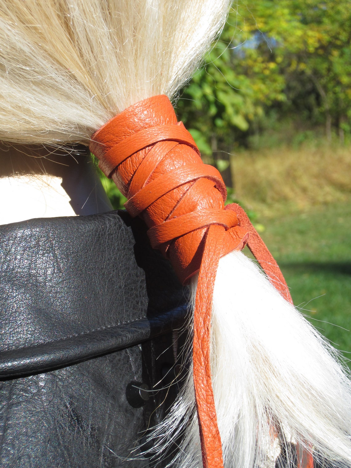 BOHO Clothing Leather Ponytail Holder Yellow Hair Wrap Ties | Etsy