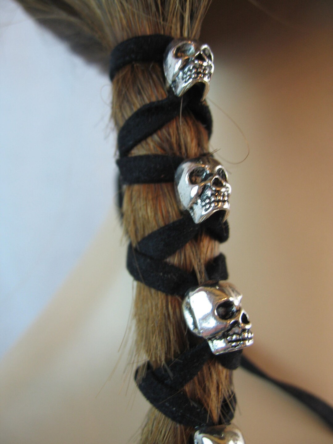 Skull Beaded Hair Jewelry Ponytail Holder Hair Wrap Silver Skeleton ...