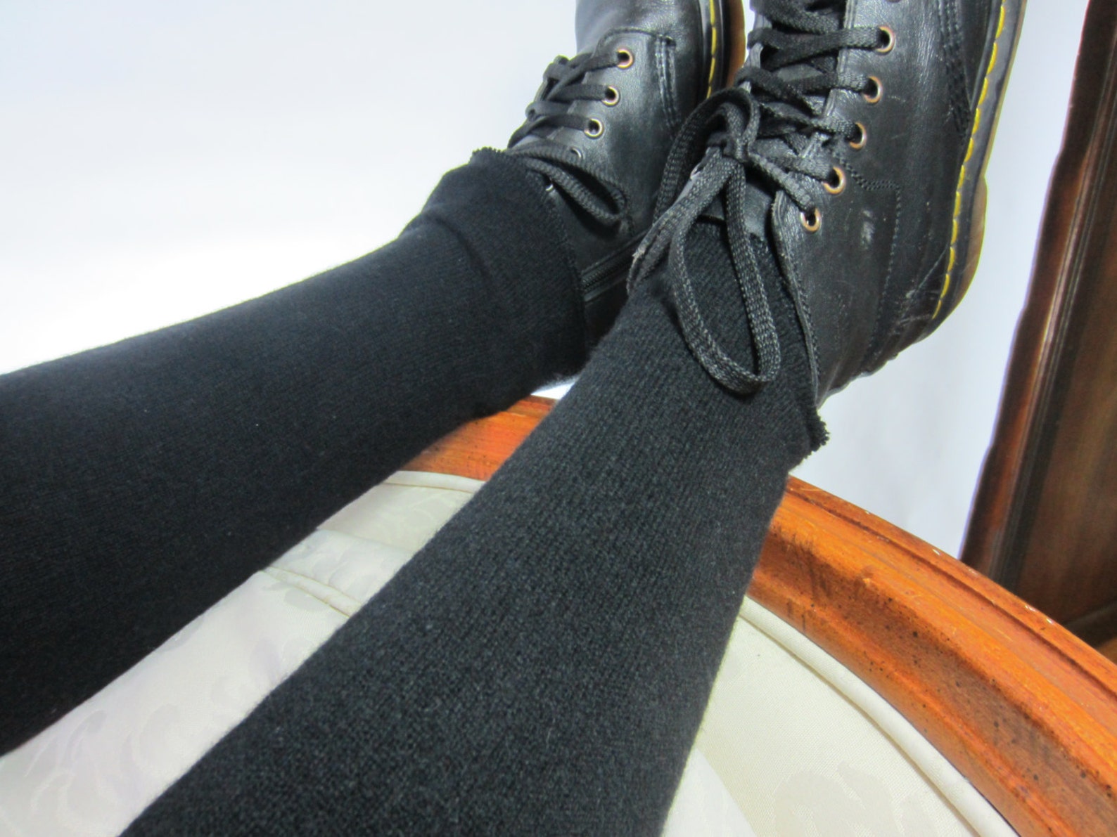 Black Cashmere Leg Warmers Boot Socks Thigh Highs Over the Knee Sock ...