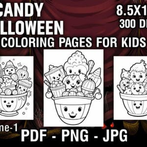 Kawaii Halloween Candy 103 Coloring Pages for Kids – Cute Printable ...