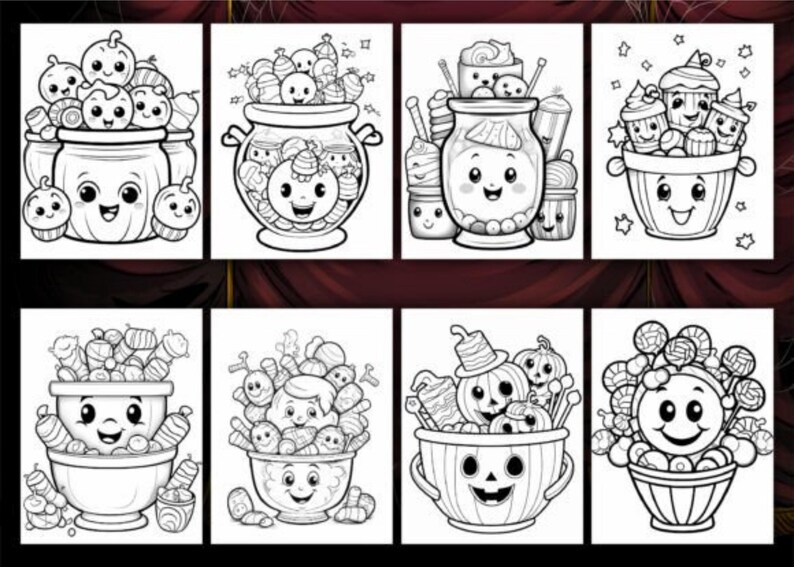 Kawaii Halloween Candy 103 Coloring Pages for Kids – Cute Printable ...