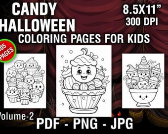 Kawaii Halloween Candy 103 Coloring Pages for Kids – Cute Printable ...