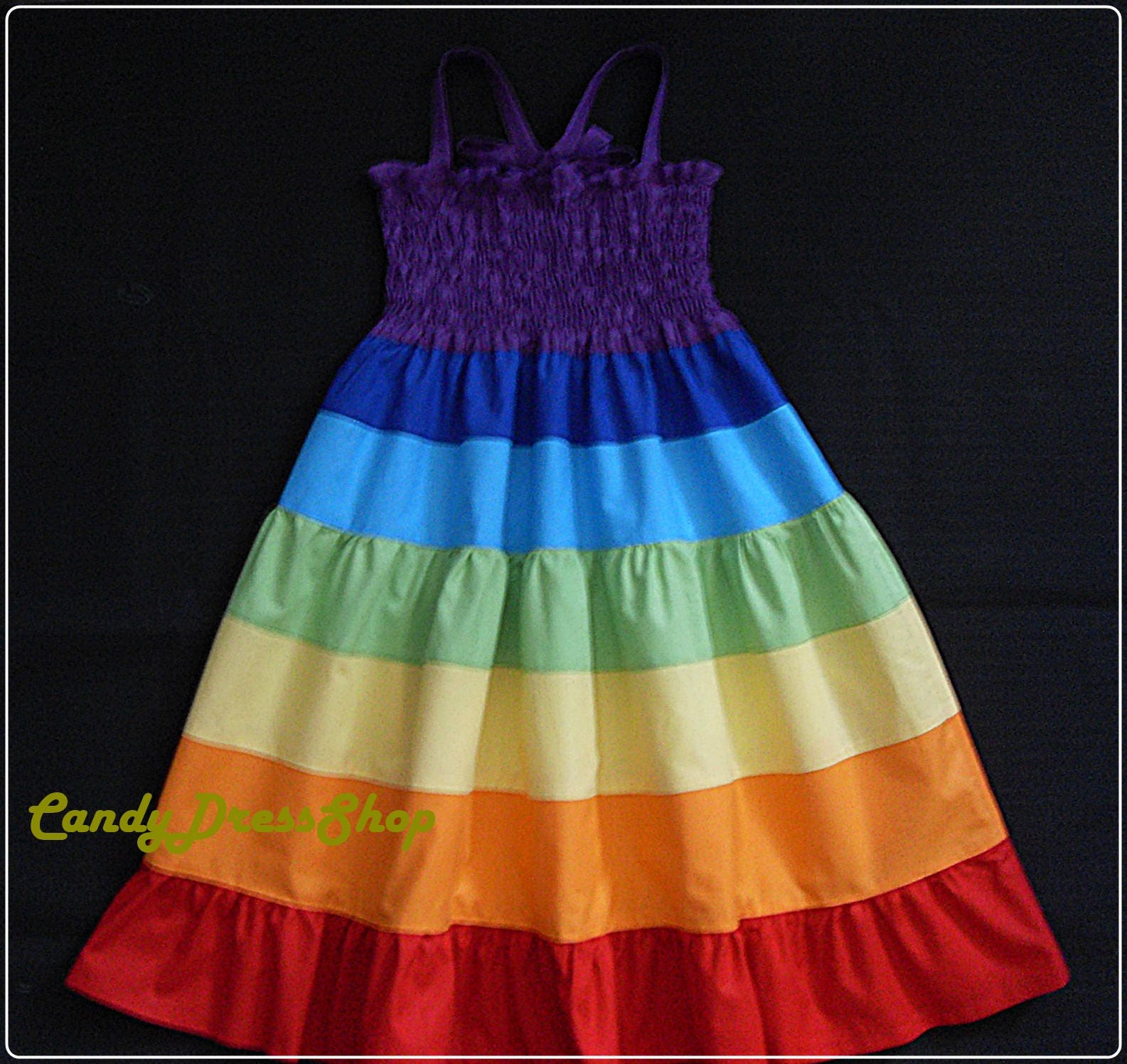 Girls Rainbow dress Rainbow Tiered Dress Girls Maxi dress | Etsy
