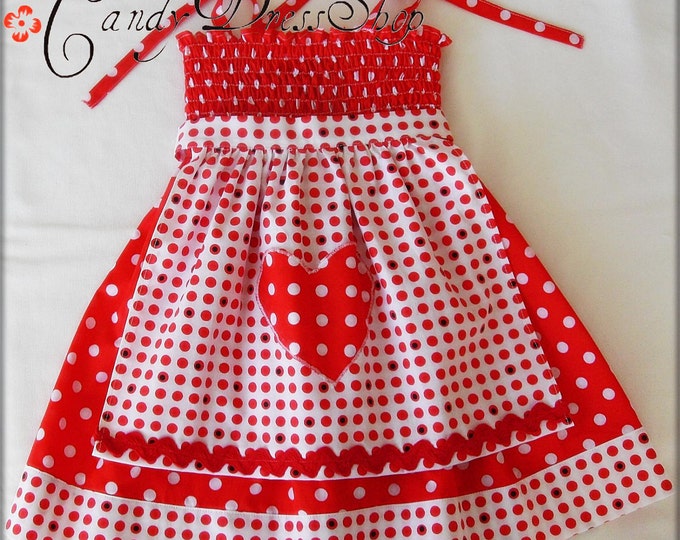 Red and White Polka-dot APRON Dress for Little Girls-sizes - Etsy