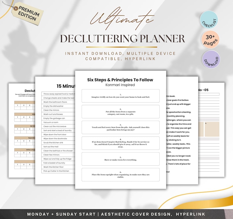 Decluttering Planner | Editable Canva Home Organization Template ...