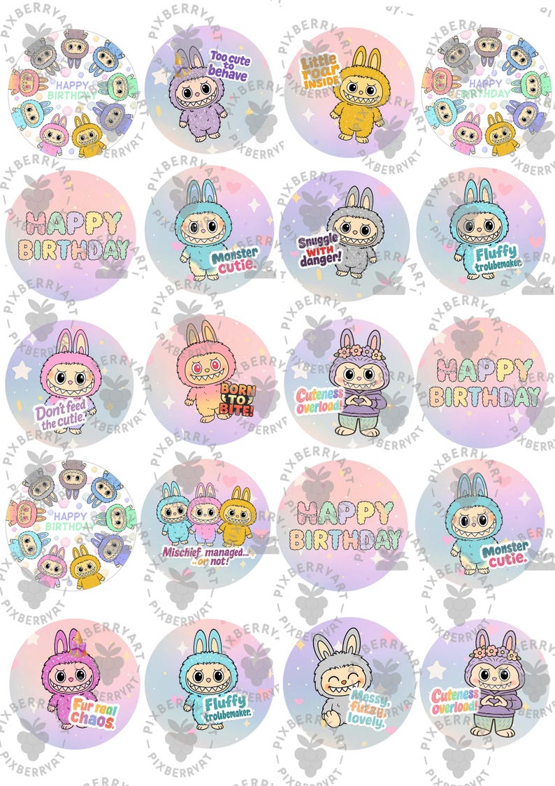 Printable Round Cake Image Labubu Style 20cm – Editable Upon Request ...
