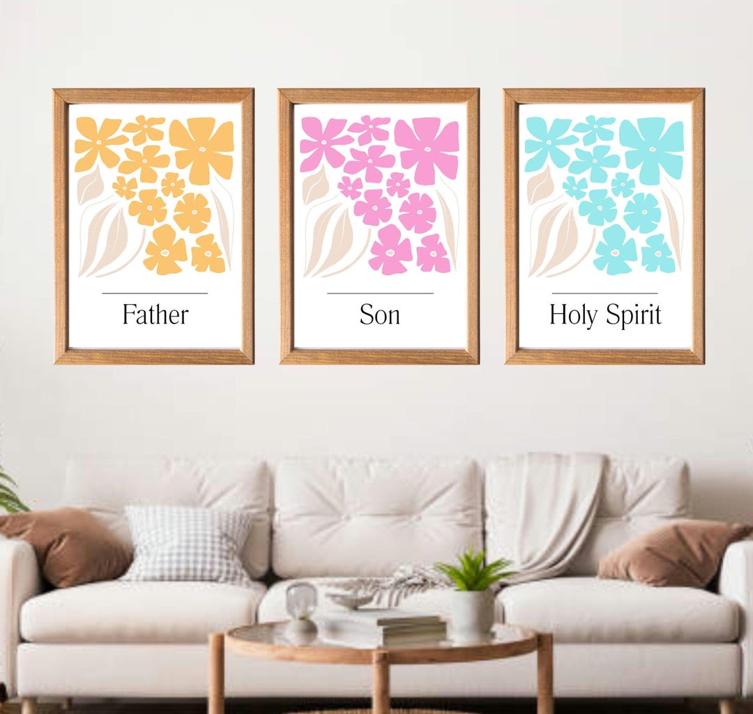 Christian Wall Art Father Son Holy Spirit Holy Trinity Art Digital Wall ...