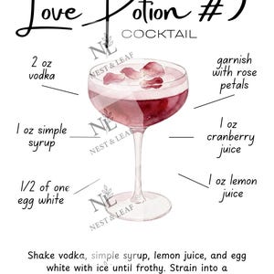 Love Potion #9 Cocktail Drink Recipe Card | Valentine's Day Drink ...