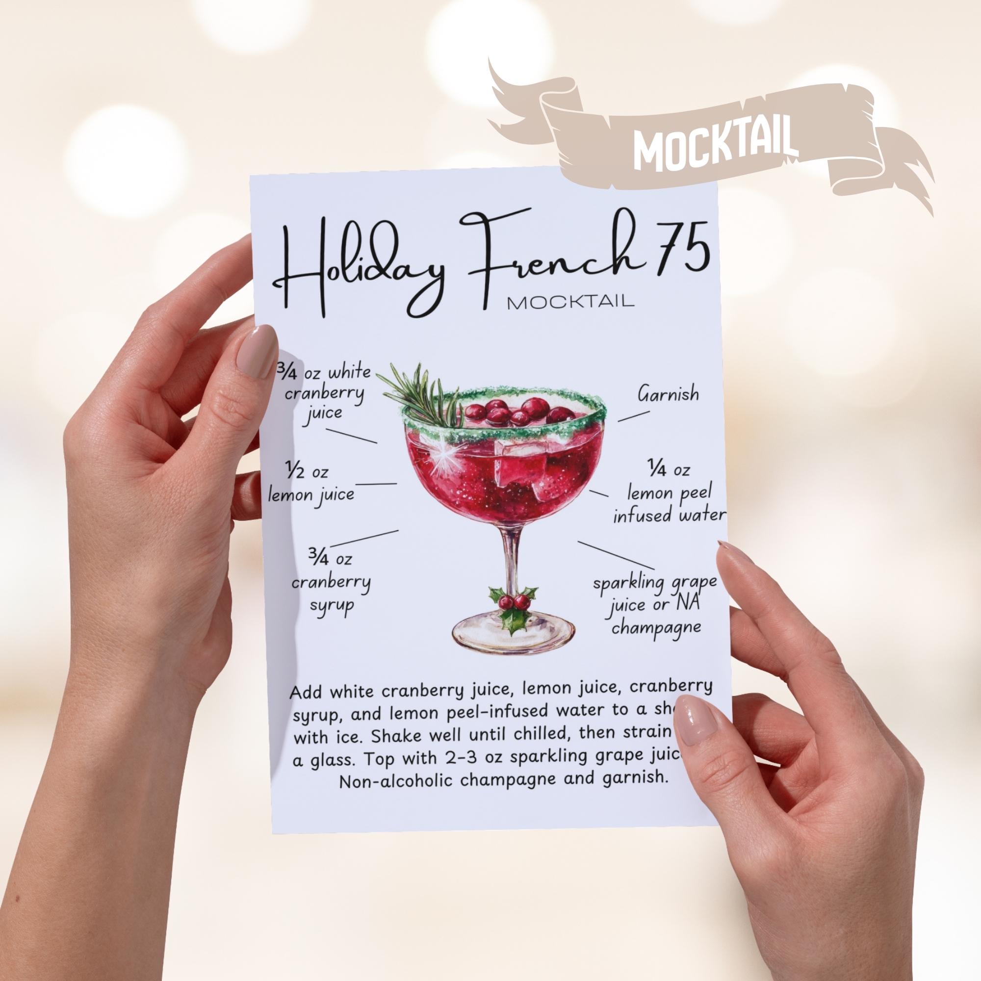 Holiday French 75 Mocktail Recipe Card | Christmas Mocktail (digital ...