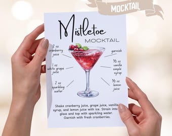 Mistletoe Mocktail Recipe Card File | Christmas Non-alcoholic Drink ...