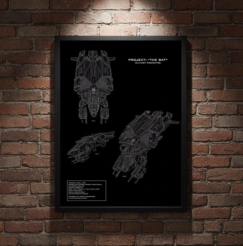 The Bat Blueprint | Detailed Bat-aircraft Poster | Wall Art - Etsy