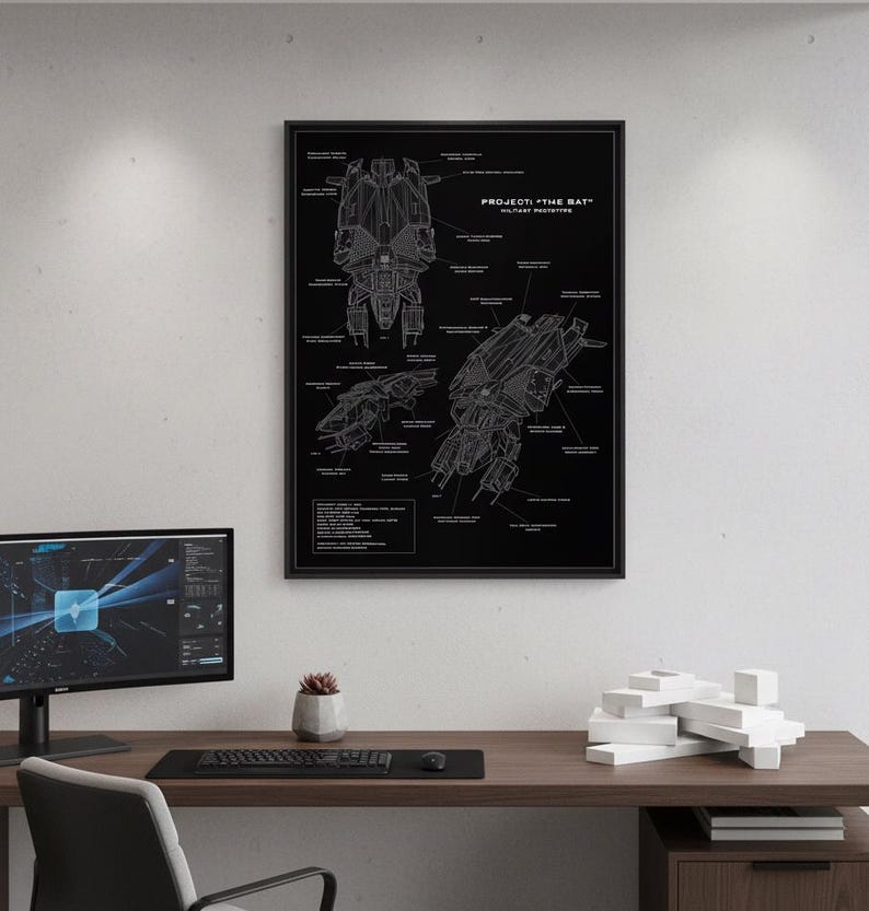 The Bat Blueprint | Detailed Bat-aircraft Poster | Wall Art - Etsy