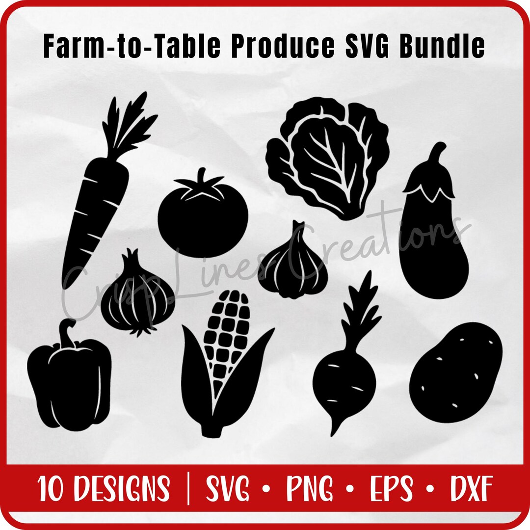 Farm-to-table Produce SVG Bundle | Vegetable Silhouettes for Cricut ...