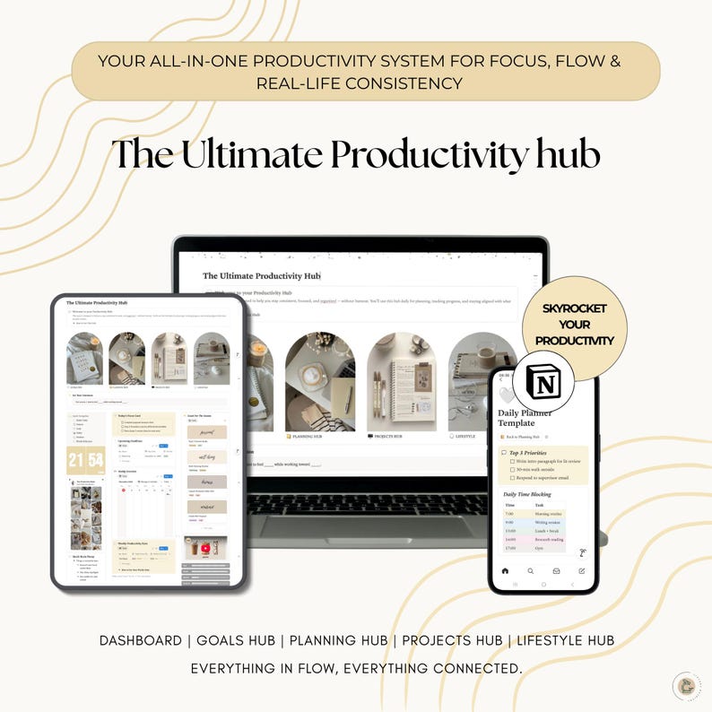 The Ultimate Productivity Hub | Notion Planner Template Projects Hub ...